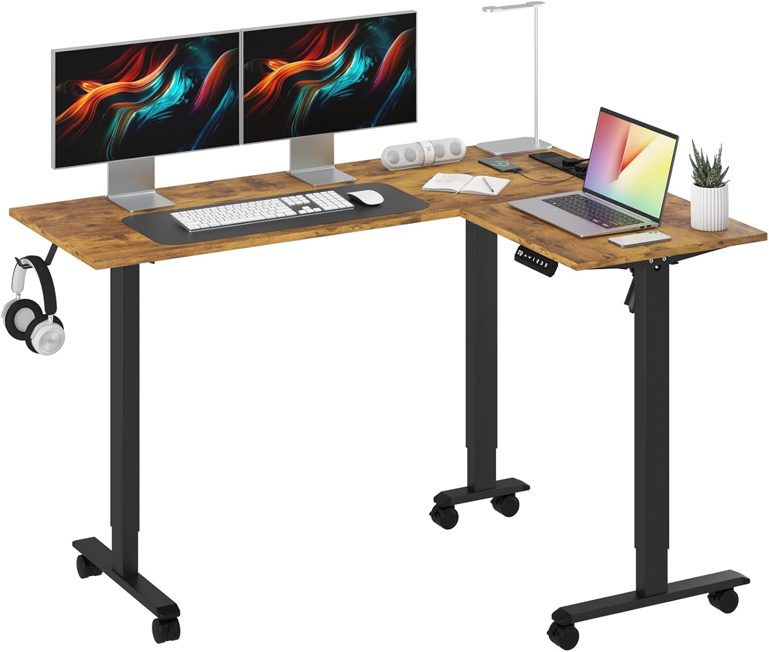 Ufurniture L Shaped Electric Standing Desk, Height Adjustable Corner ...