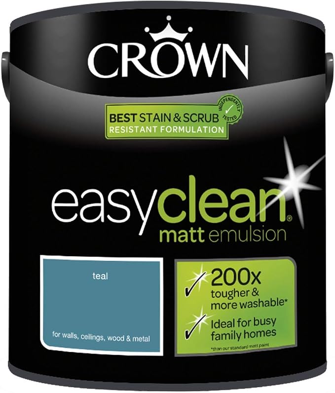 2.5L CROWN Easy Clean MATT Emulsion Multi Surface Paint That can be ...