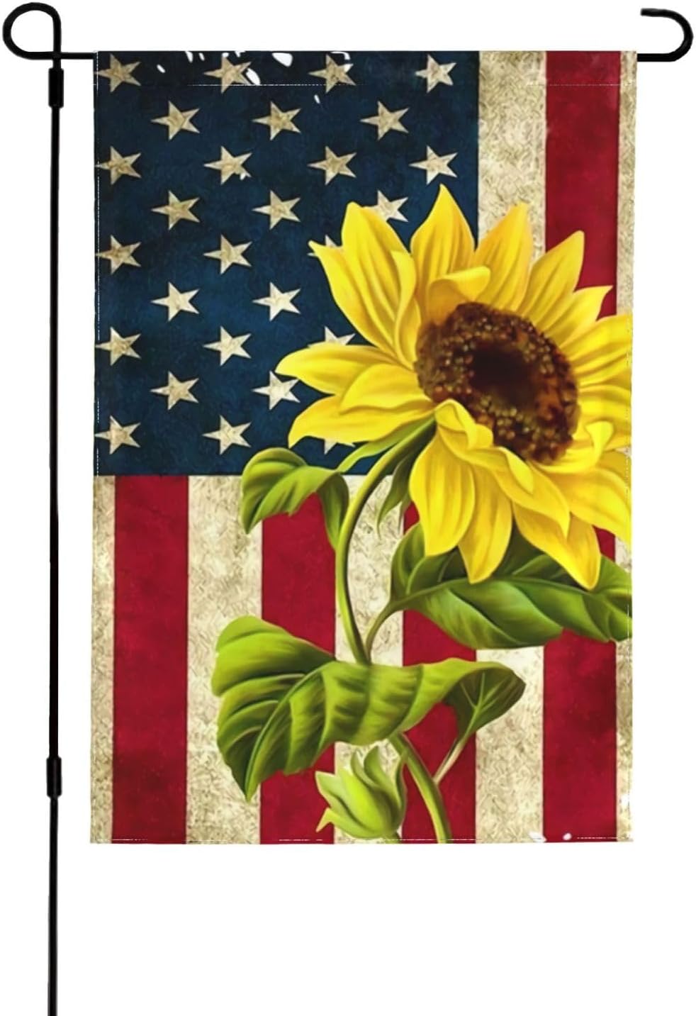 Amazon.com: Sunflowers American Flags Garden Flags Vertical Double ...