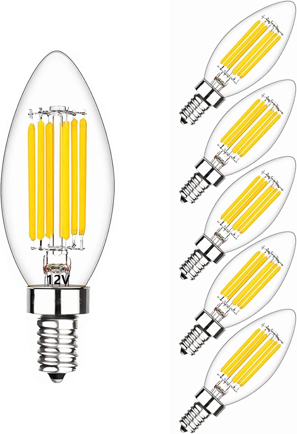 SHUWDKAR Low Voltage Bulbs 12 Volt Candelabra Base LED Bulbs, 12V ...