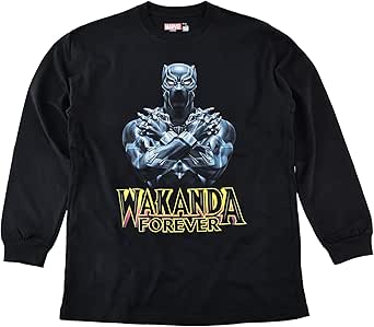 Amazon | [EVERSOUL] マーベル ロンT 長袖 Tシャツ ブラックパンサー WAKANDAFOEVER アメコミ キャラクター グッズ プレゼント メンズ ブラック [並行輸入 ...