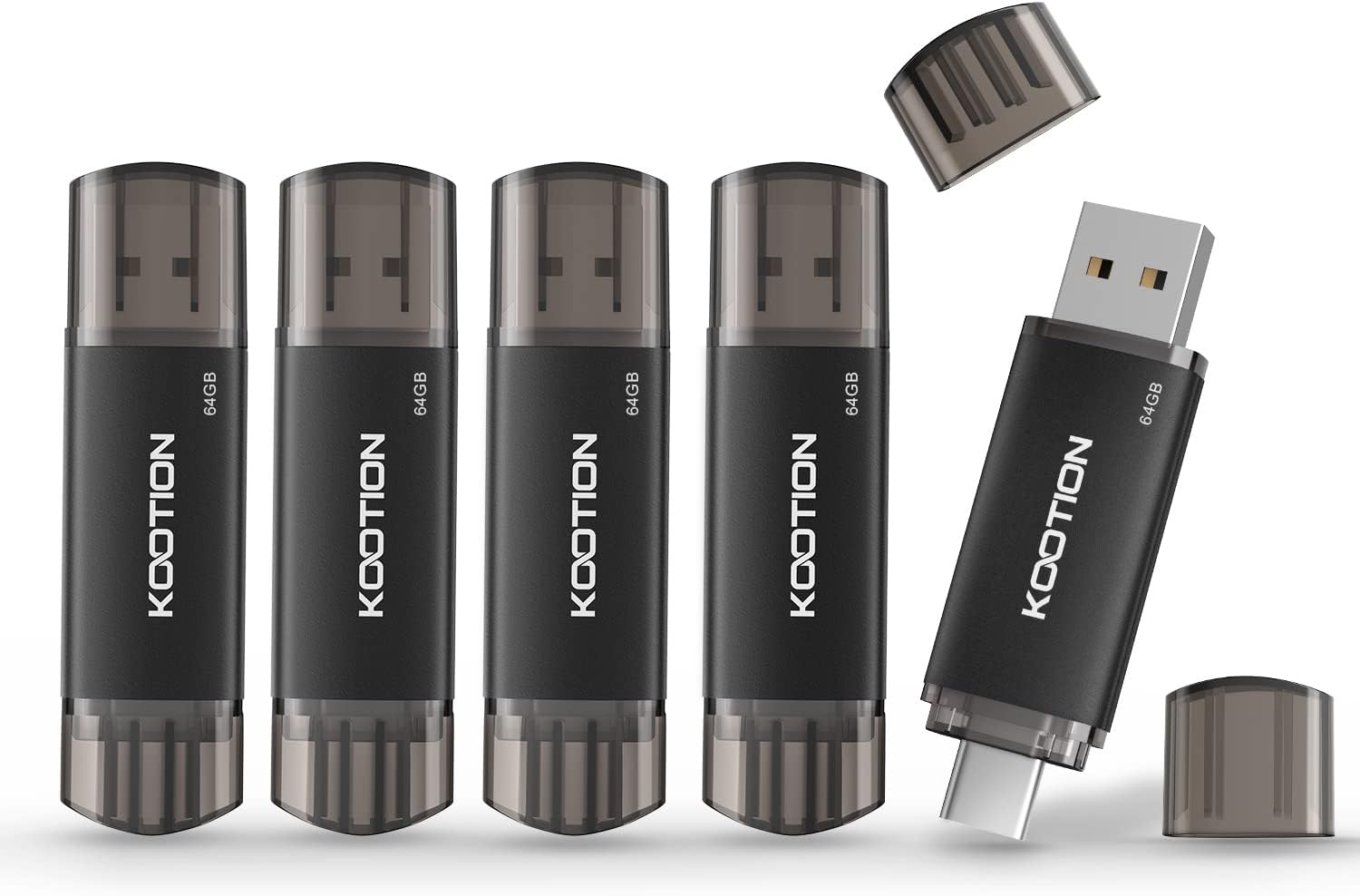 64 GB USB 2.0 Type C Stick 5-Pack, KOOTION 2-in-1 Dual Flash Drive USB ...