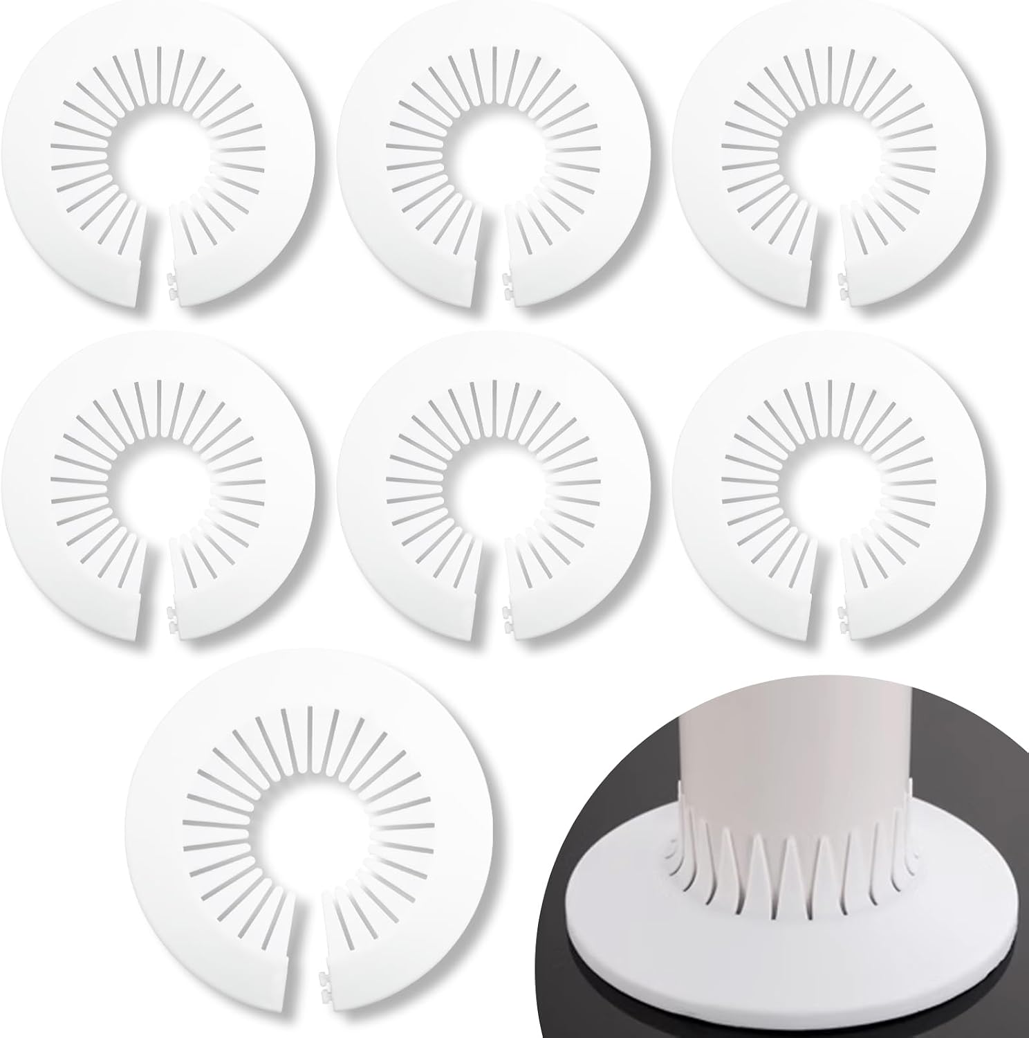 6 PCS Plumbing Cover Plates Plastic Escutcheon Plate Flange Pipe Covers ...