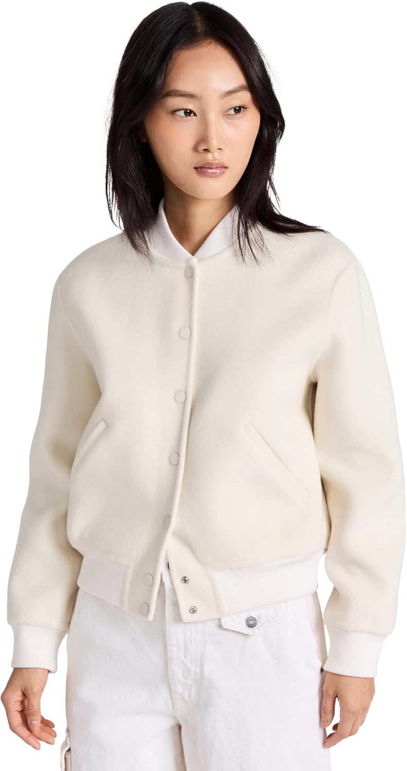 Theory Women's Varsity Jacket, Cream, Off White, S at Amazon Women’s ...