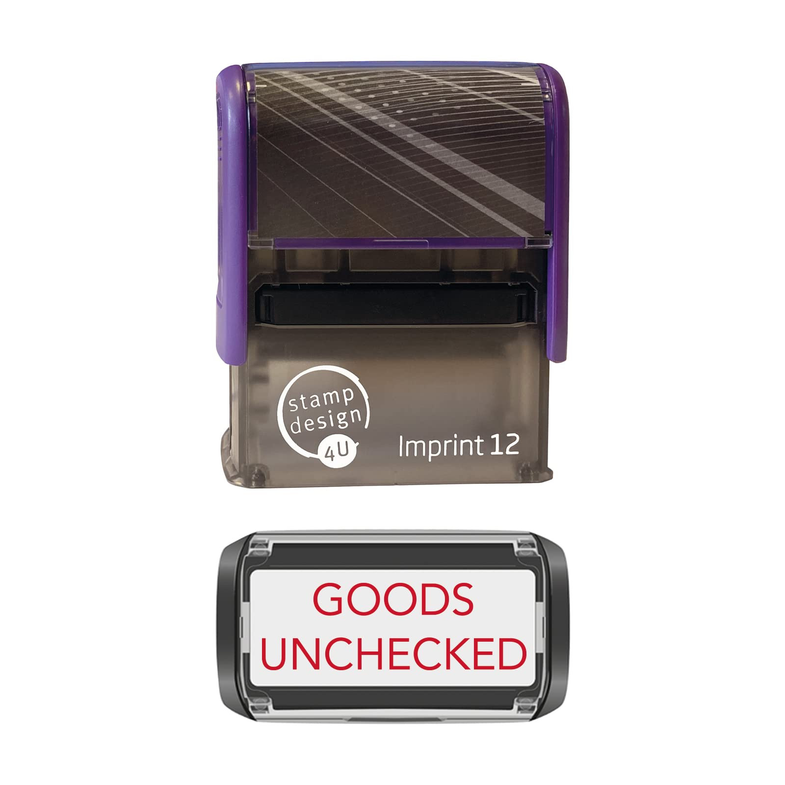 Goods UNCHECKED Business Rubber Self Inking Custom Stamp with RED Ink ...