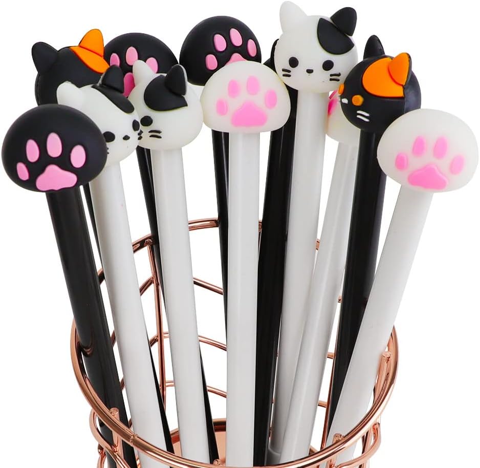 Siganorpy Airsun 12 Pieces Cute Cat Pen 0.5 mm Gel Pens Black Ball ...