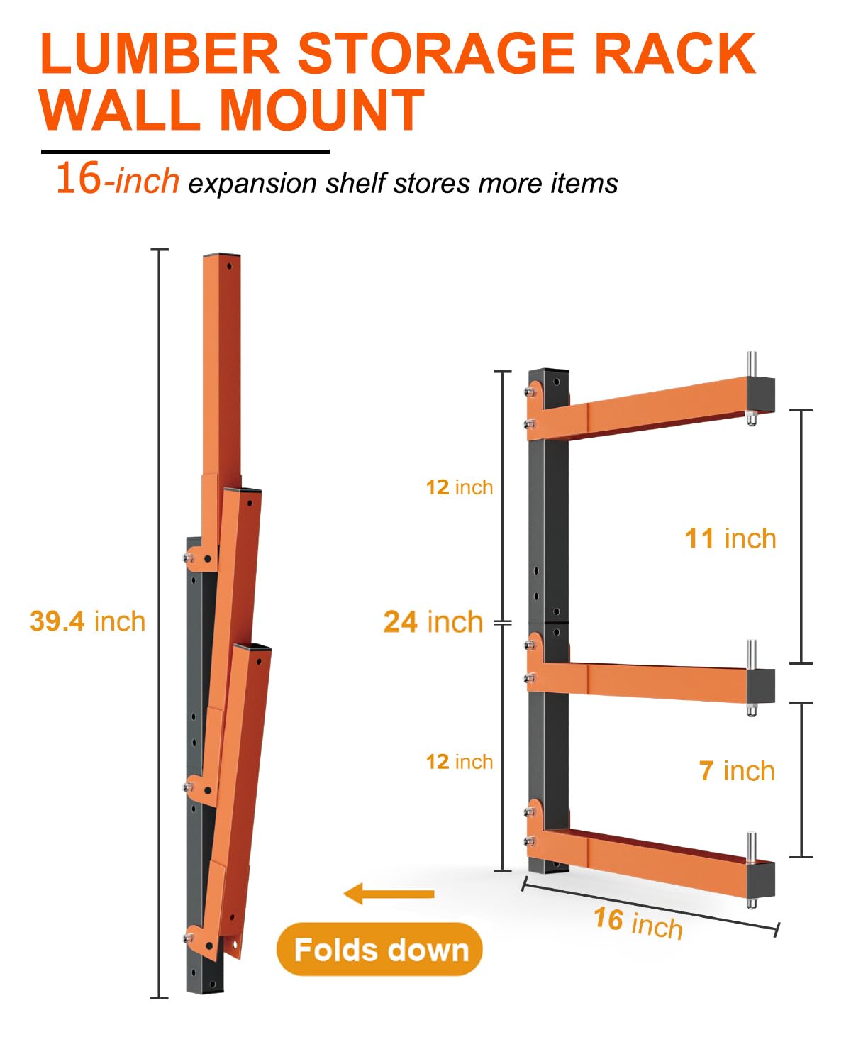 Acools Lumber Storage Rack, Lumber Rack Wall Mount, Heavy Duty Wood ...