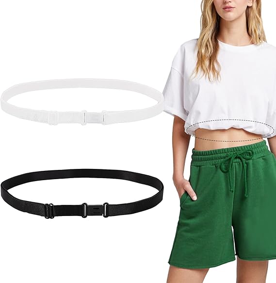 2pcs Adjustable Crop Tuck Bands for Shirts, Elastic Crop Top Bands for ...