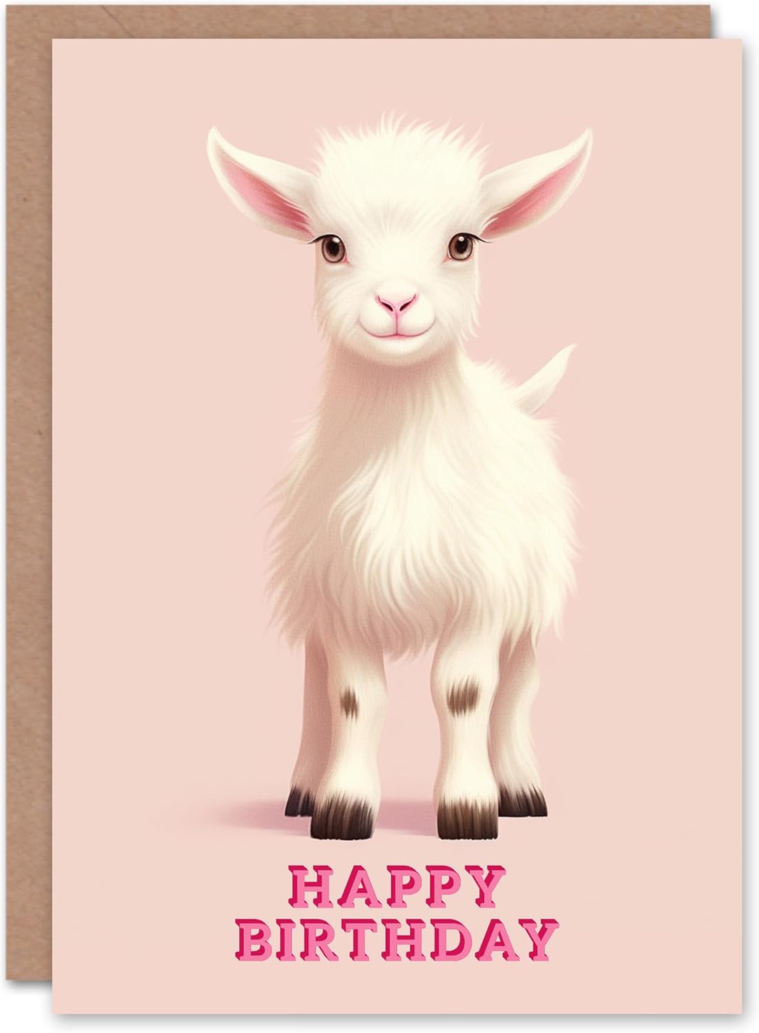 Artery8 Birthday Greeting Card Cute Happy Baby Goat Pink For Her ...