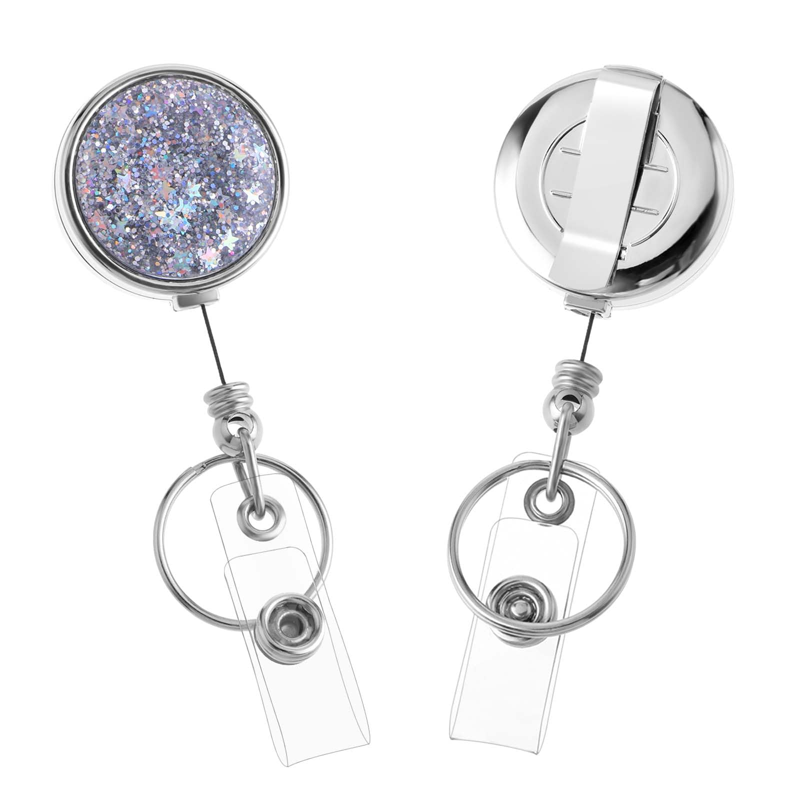 Snapklik.com : Retractable Badge Holder Glitter Lightweight ID Card ...