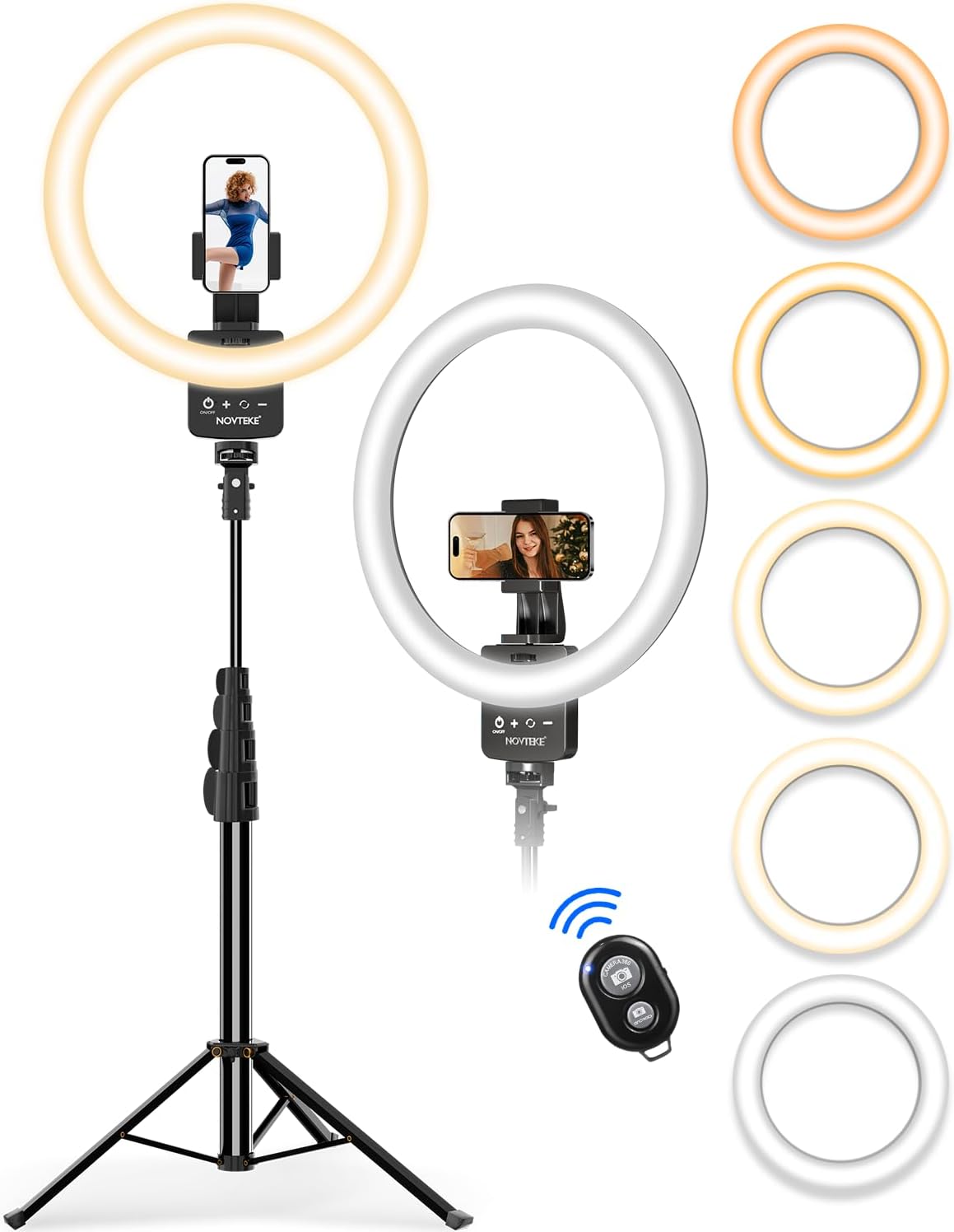 Amazon.com: 12" RGB Selfie Ring Light with Tripod Stand, Three Phone ...