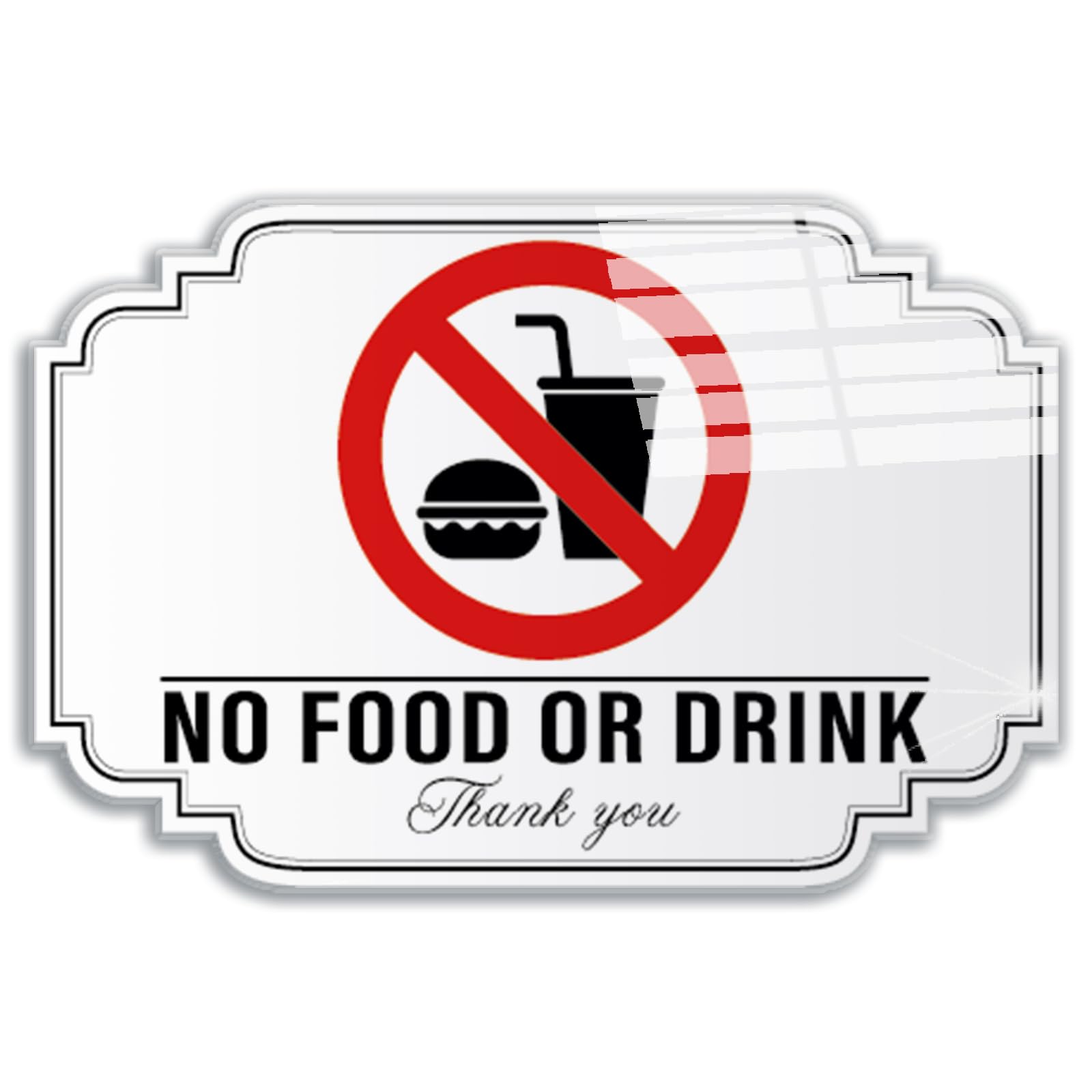 Amazon.com : No Food or Drink Sign White 4x6 Inch - Self Adhesive Door ...