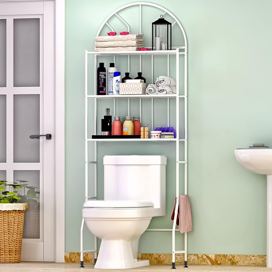 Amazon.com: Volowoo 3-Tier Toilet Bathroom Rack,Toilet Storage Rack ...