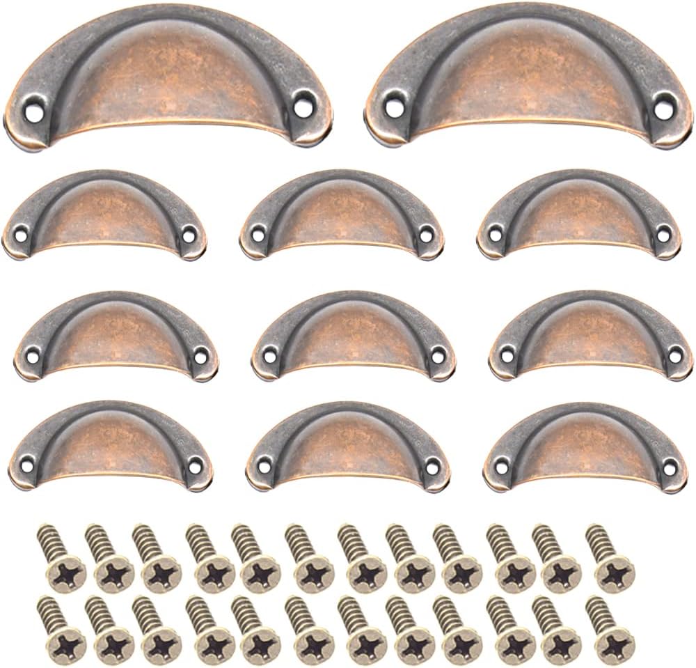 Ruidee 12 Picecs Shell Cup Handles Vintage Half Moon Drawer Pull Handle ...