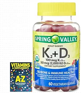 Amazon.com: Spring Valley K2 + D3 Vegetarian Gummy Supplement for Bone ...