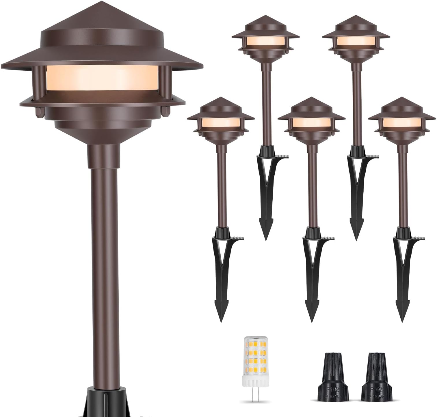 Gardencoin Pagoda Low Voltage Pathway Lights, 12V Outdoor LED Landscape ...