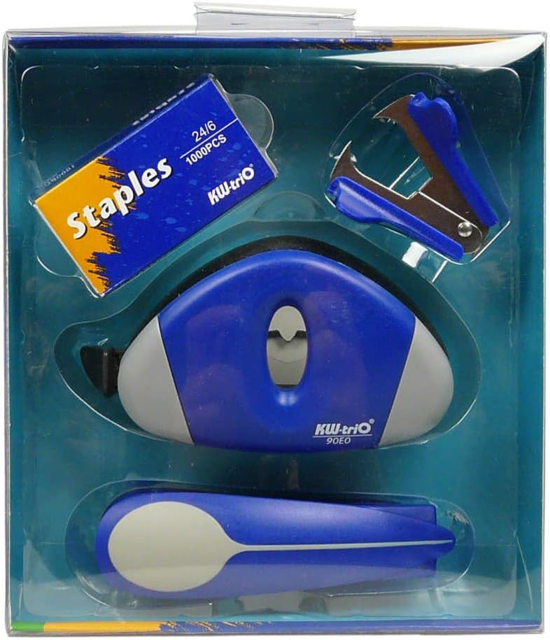 Kw-Trio 6074 Set de 4 pièces Agrafeuse/Perforateur/Agrafes/Dégrafeuse ...