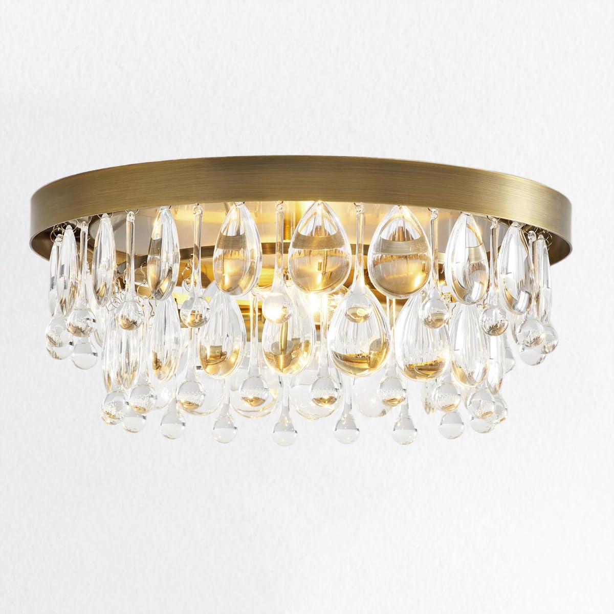 Modern Crystal Flush Mount, Clarissa Modern Flush Mount (Brass ...