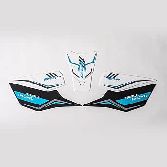 Amazon.com: TT719 White and Blue Fuel Tank Stickers Kit Anti Slip Anti ...
