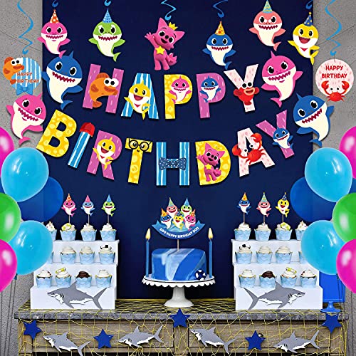 Festiko Baby Shark Theme Happy Birthday Banner, Baby Shark Theme Banner ...