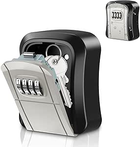AMIR Lock Box Wall Mounted, 4-Digit Combination Lockbox for Outside ...