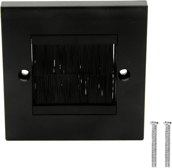 86 Type Black Brush Panel Wall Plate Cable Pass Through Wire Hider for ...
