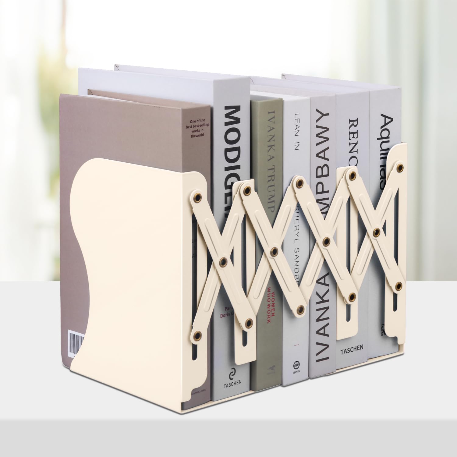 Amazon.com: Honagu Adjustable Bookends, Metal, Steel, Beige, 19 inches ...