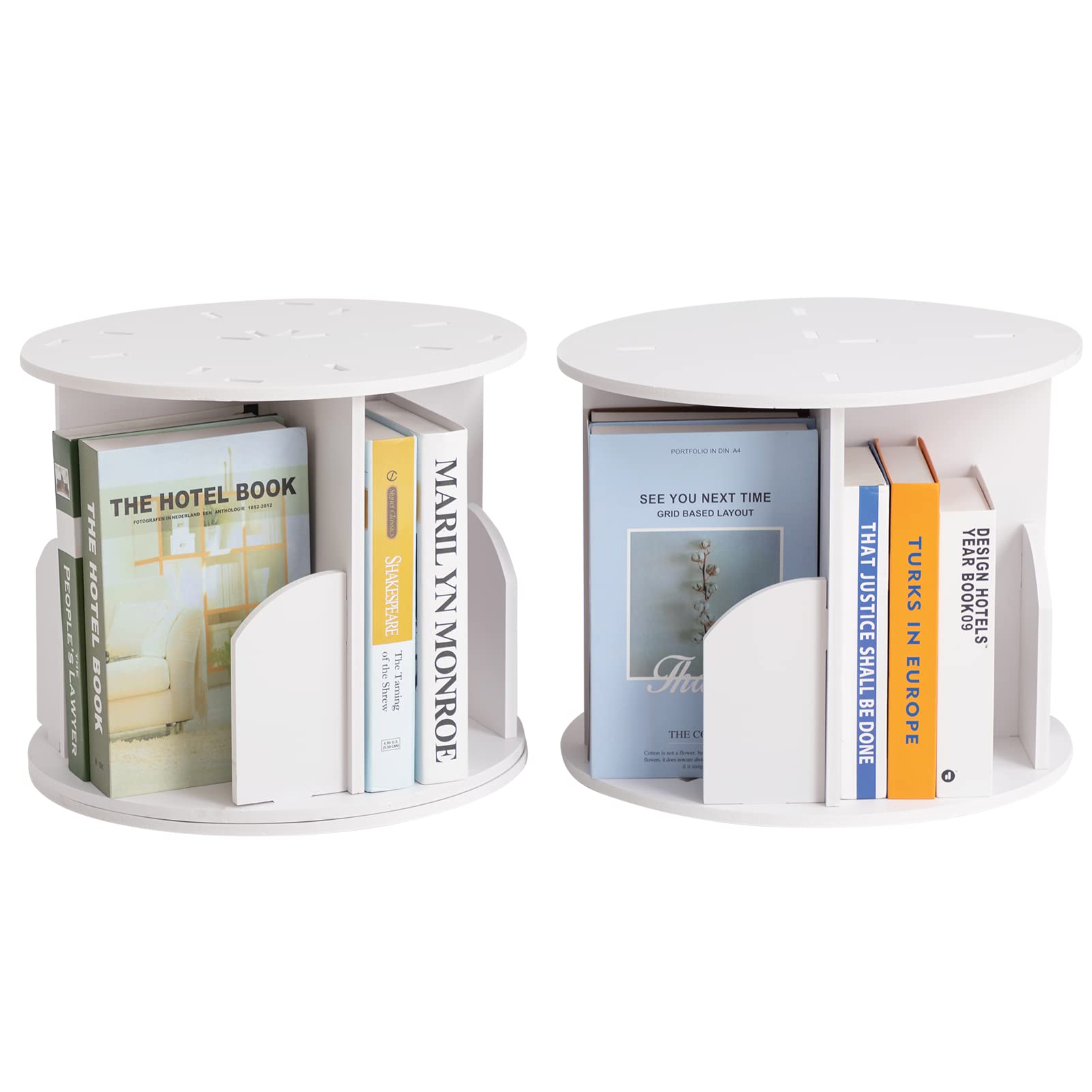 DOEWORKS 3 Tier 360 Rotation Display Bookcase, Rotating Stackable ...