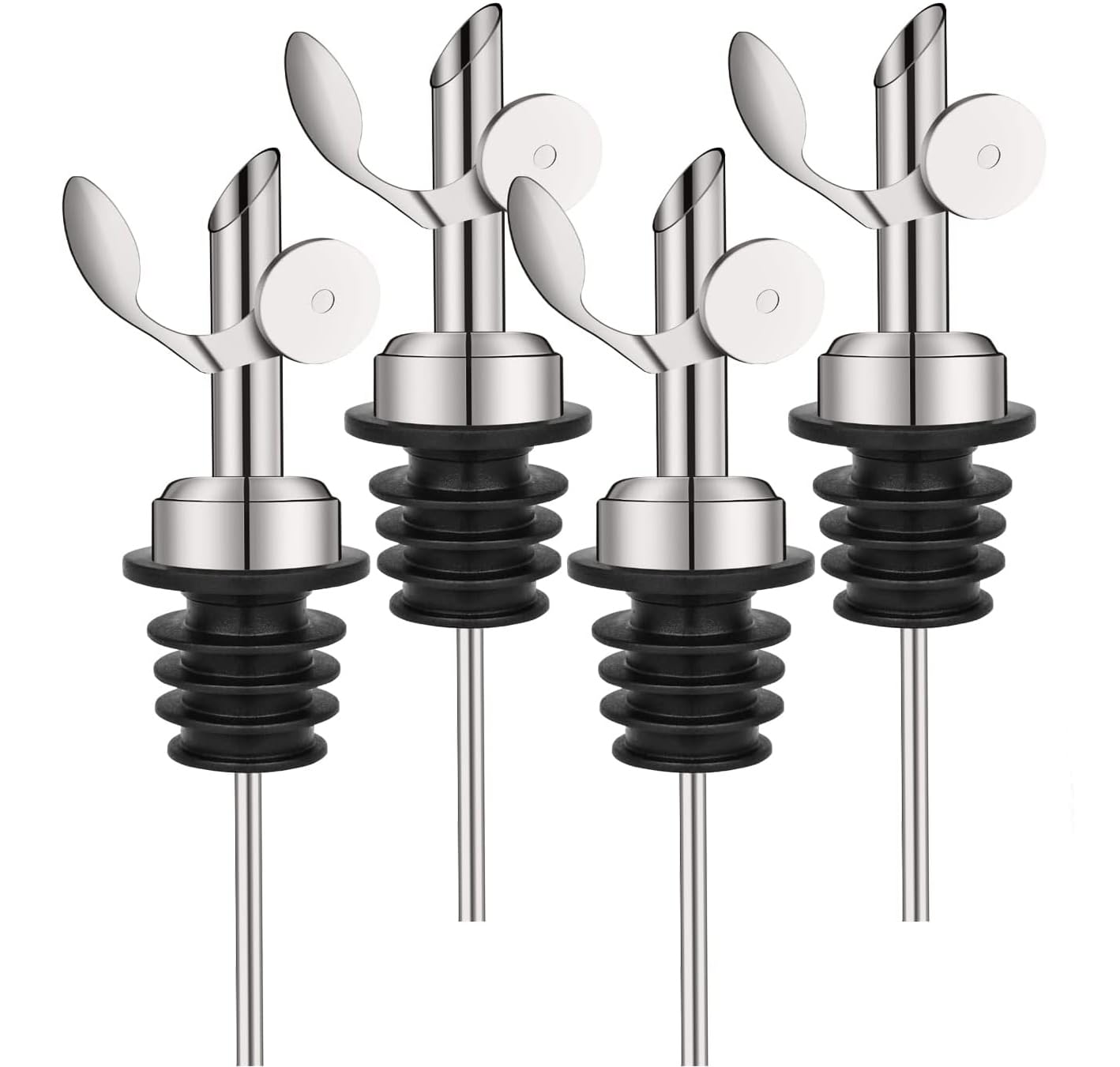 WAFJAMF 4 Pcs Weighted Stainless Steel Bottle Pourers, Self Closing ...