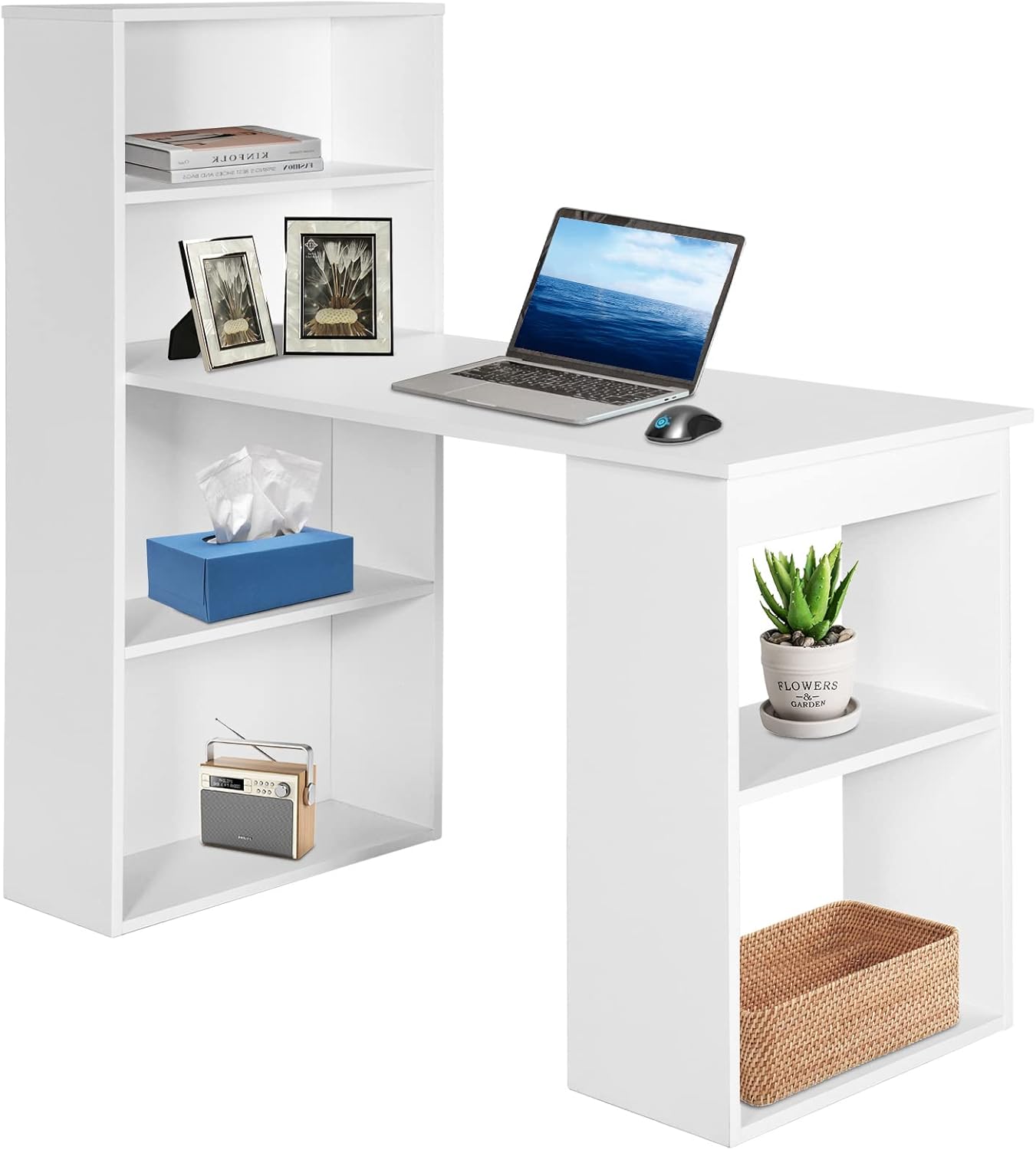 Amazon.com: SILKYDRY Computer Desk with Bookcase, 48” Modern Writing ...