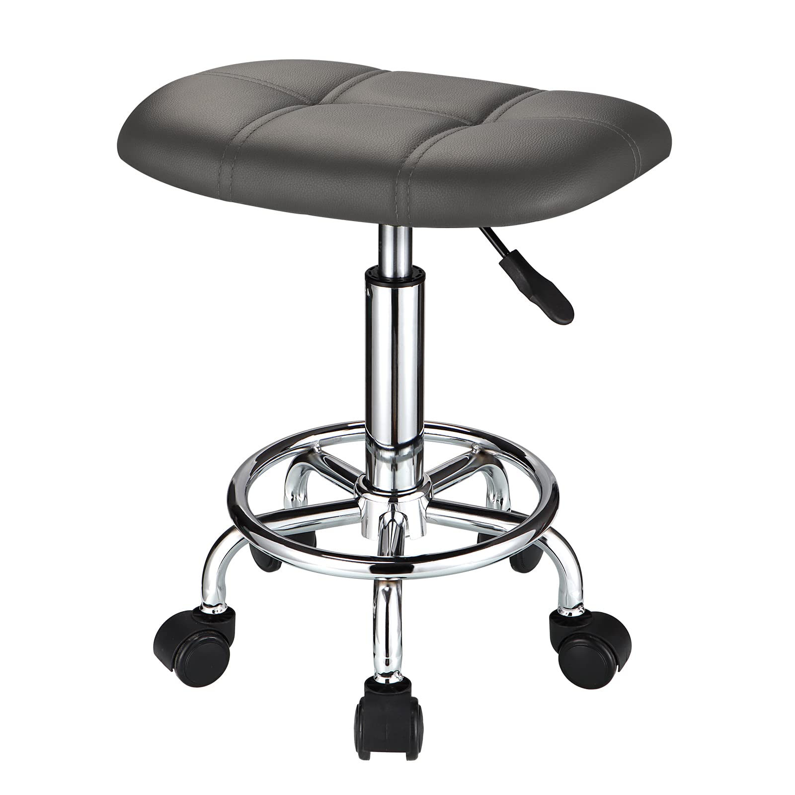FNZIR Square Rolling Stool with Wheels Height Adjustable Swivel Stools ...