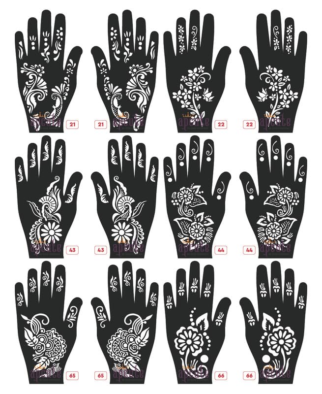 Apcute 12pc Combo Pack Mehandi Sticker Stencils, Mehndi Design Sticker ...