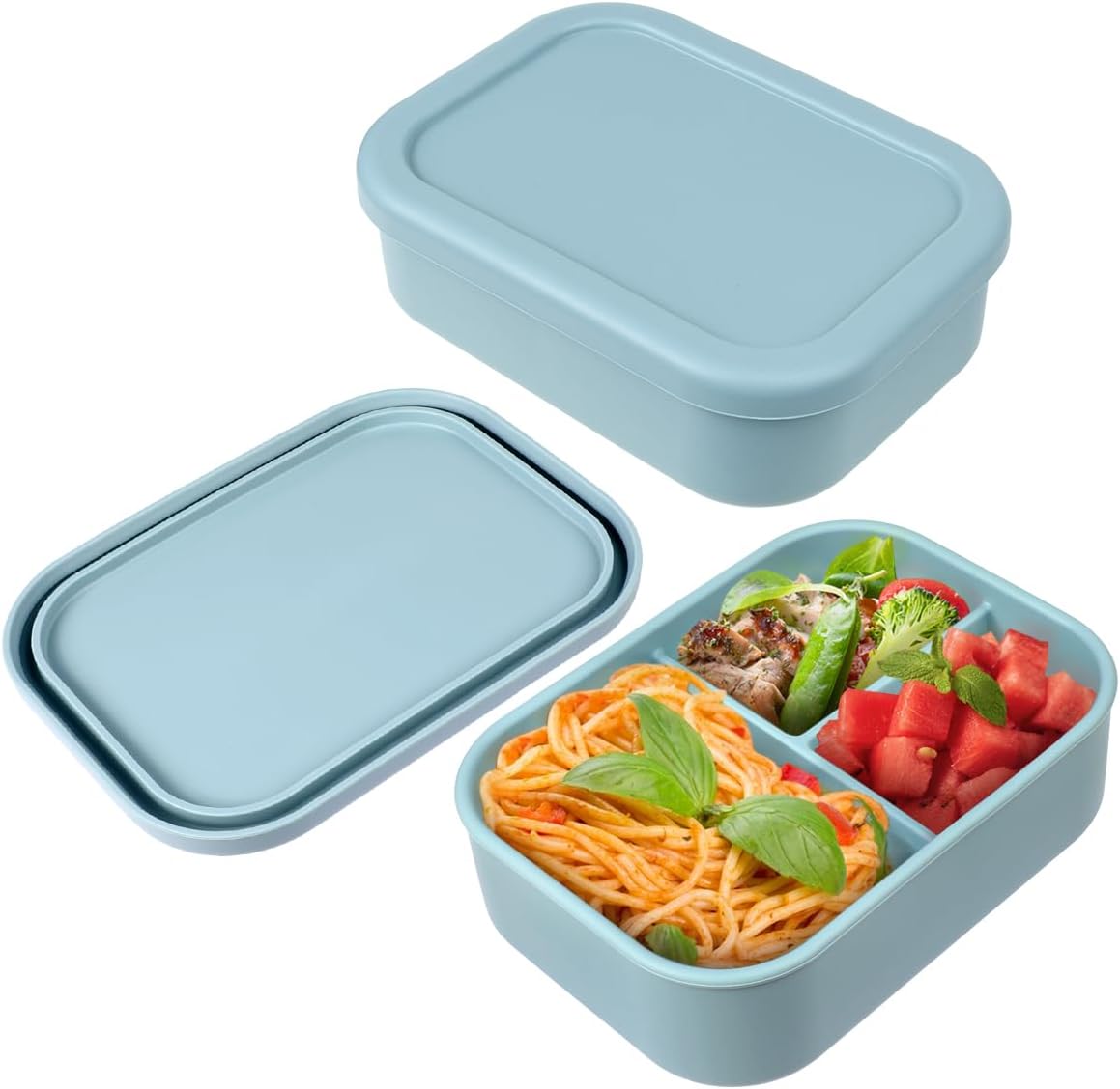 Amazon.com: Keweis Silicone Bento Box, 3-Compartment 25oz Lunch Box ...