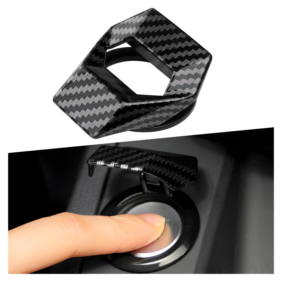 Amazon.com: Kewucn Car Engine Start/Stop Button Cover, Carbon Fiber ...