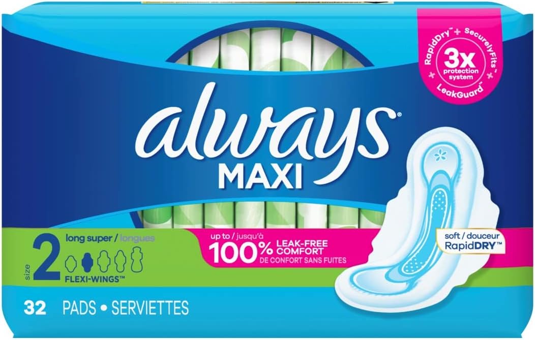 Amazon.com: Always Maxi Feminine Pads For Women, Size 2 Long Super ...