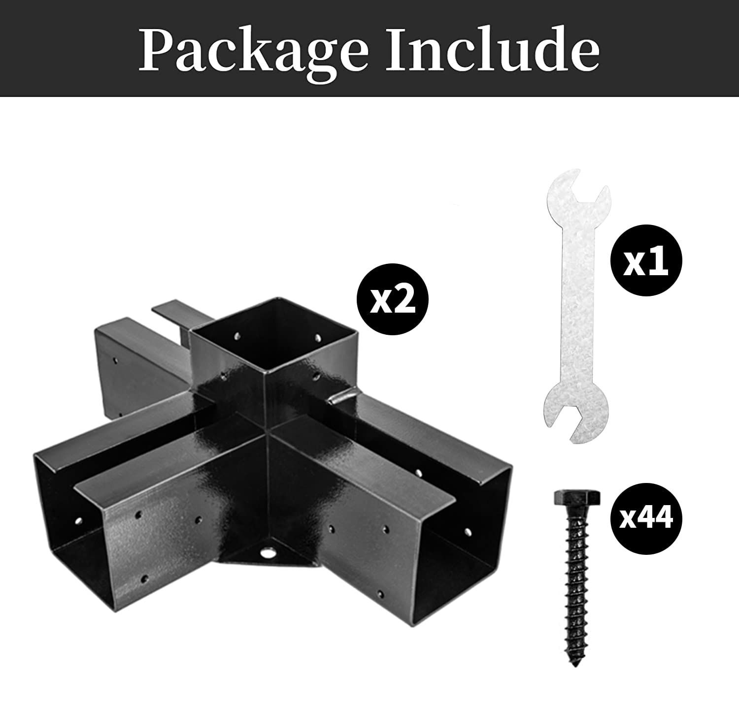 Snapklik.com : FMhotu 4x4 Pergola Brackets Kit, Glossy Black Steel 4 ...