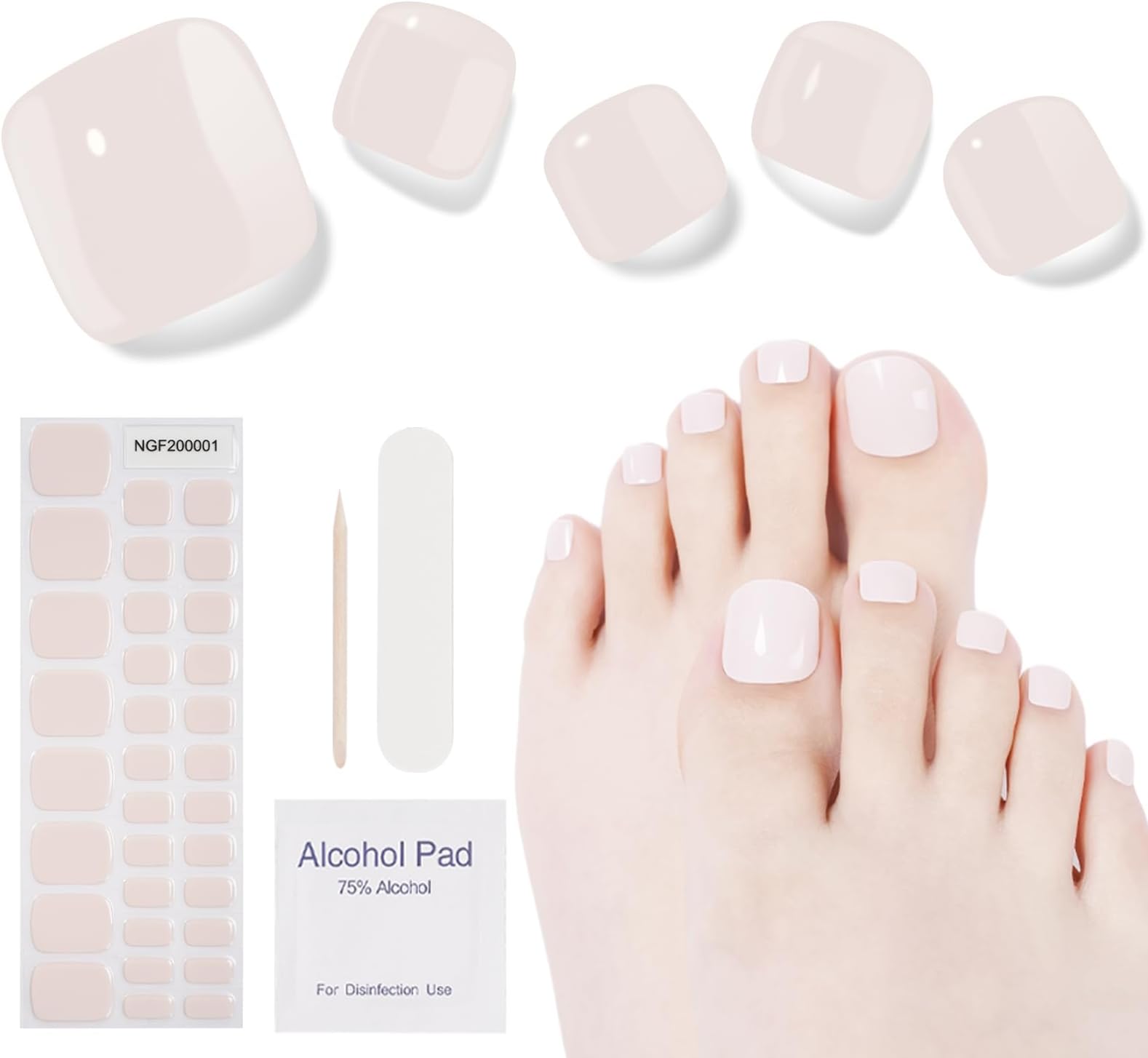 Amazon.com: Semi Cured Gel Pedicure Strips, 32 Solid Color Gel Toenail ...