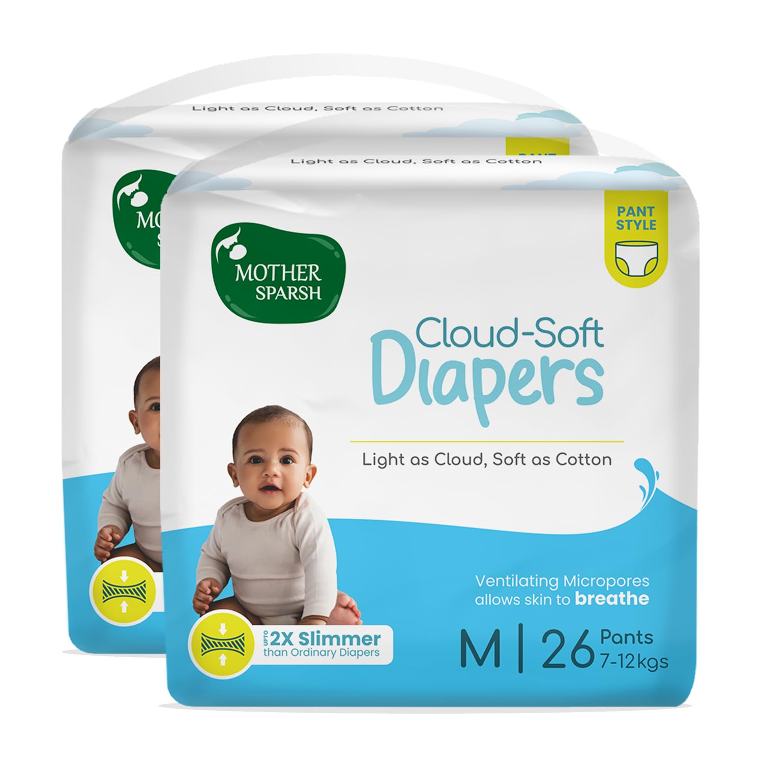 Mother Sparsh Cloud Soft Baby Diapers Medium M Size 52 | Desertcart INDIA