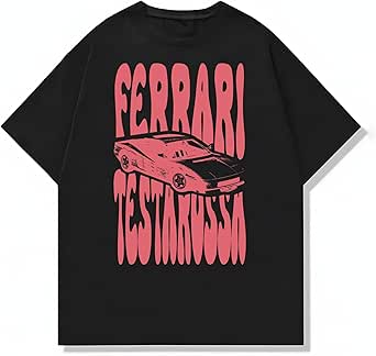 Italian Sports Car Testarossa Tee, Unisex Vintage Y2K Oversized Graphic ...