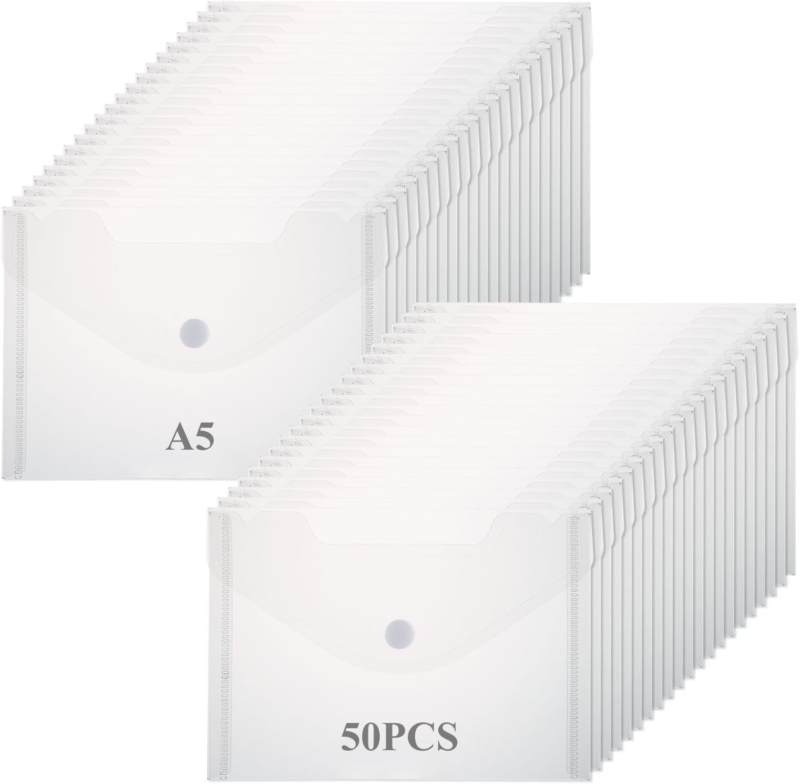 SHUESS 50 Pcs Plastic Wallets - A5 Plastic Wallets with Popper ...