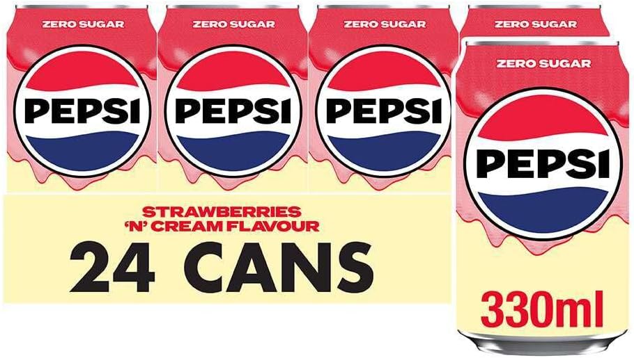 Pepsi Strawberry & Cream 330ml Can (Pack of 24) : Amazon.co.uk: Grocery