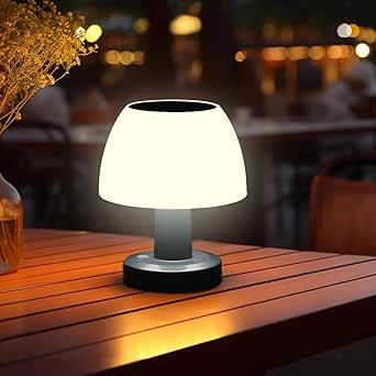 Solar Outdoor Table Lamp, Portable LED Cordless Lamps with 4 Lights ...