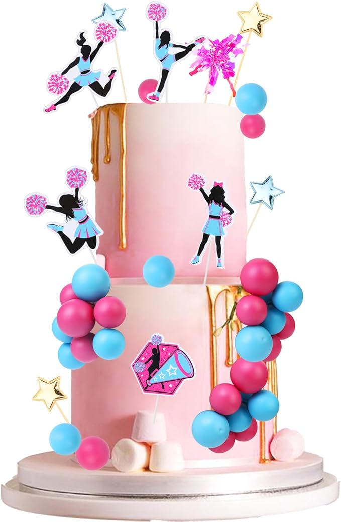 Amazon.com: Cheereveal Cheerleader Cake Decorations - Gymnastics Cake ...