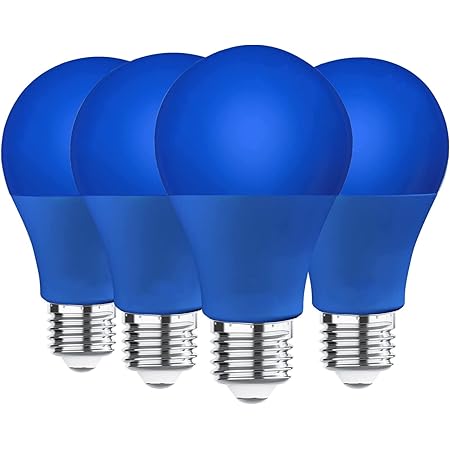 LED Blue Color Light Bulb - A19 E26 Base Blue Bulbs 9W (60W Equivalent ...