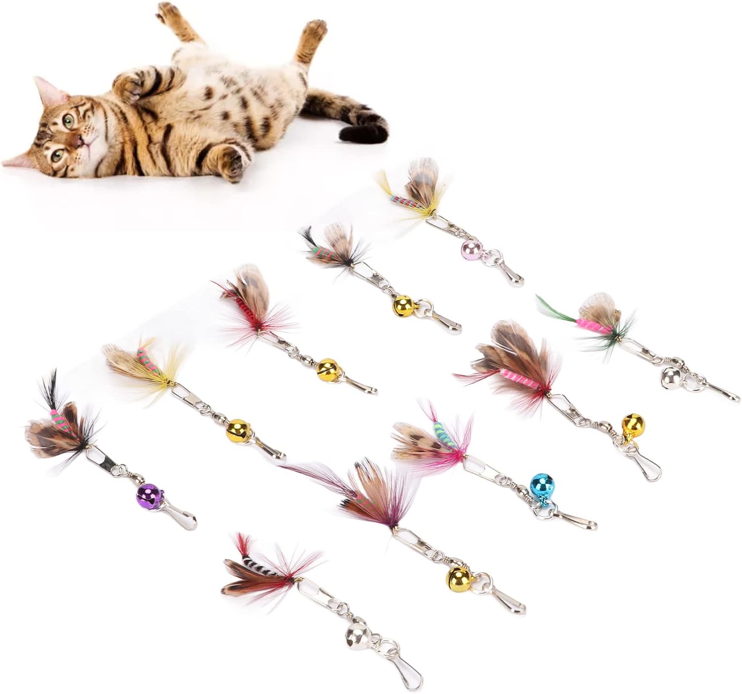 Amazon.com: KWQBHW 10Pcs Cat Feather Toys Replacement Cat Toy Wand ...