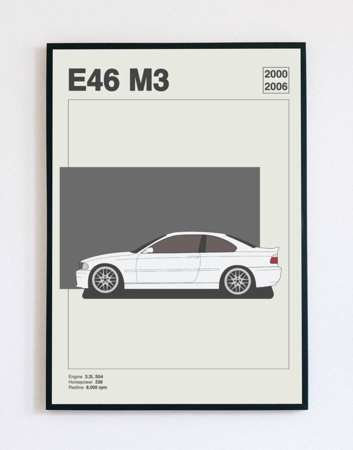 LAMIFRAME BMW E46 M3 Poster, Wall Decoration Art Framed Poster, Matte ...