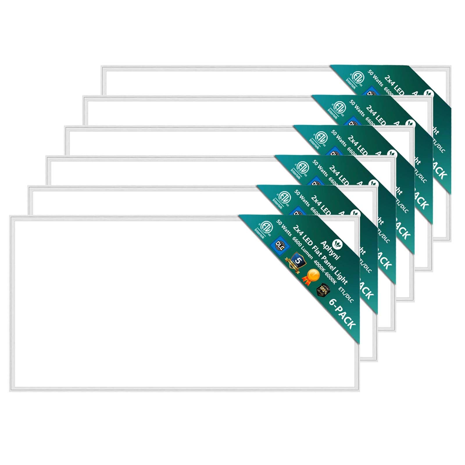 2x4 LED Flat Panel Light-6Pack 50W 6600LM, Selectable Color Temperature ...
