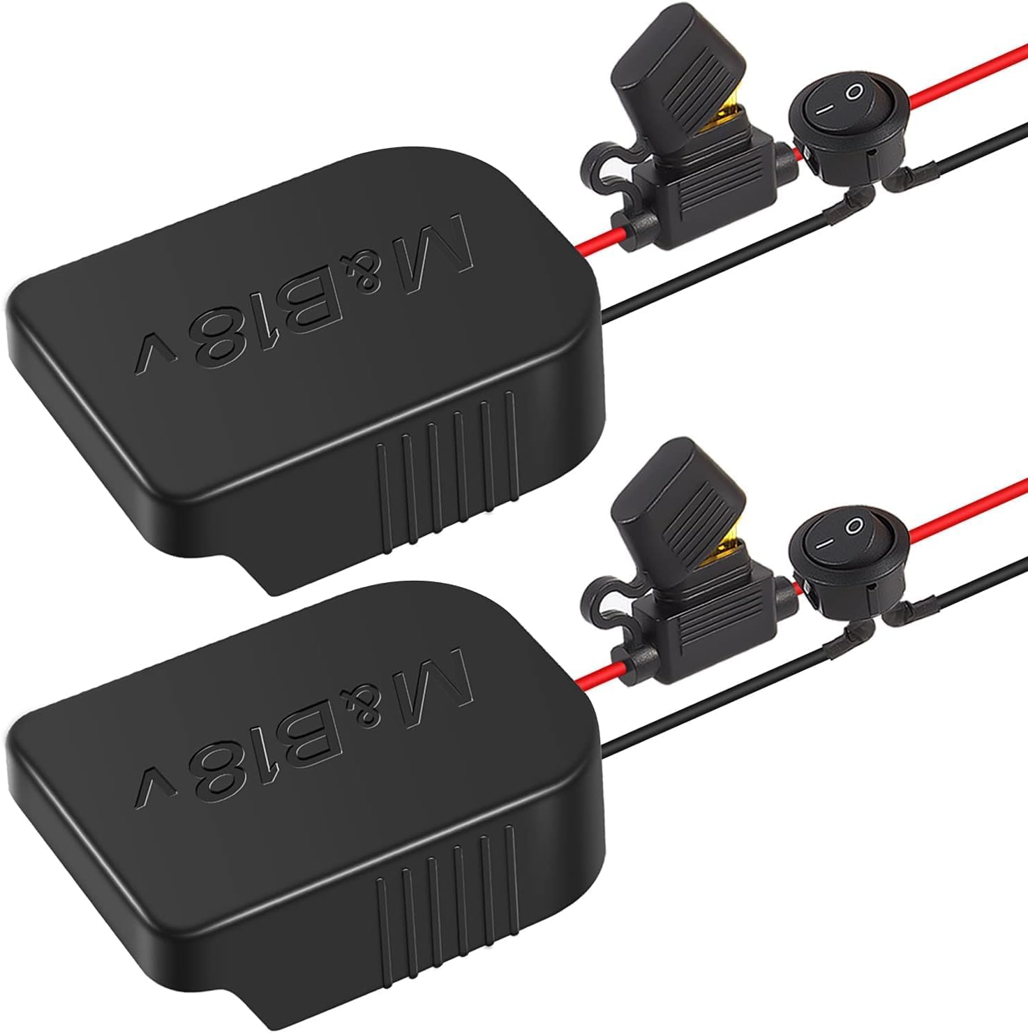 Amazon.co.jp: マキタ18Vバッテリーアダプター 2PCS コンバーター ON/OFF スイッチ ヒューズ機能付き 14.4V 18V工具に対応 DIYに最適 取り出しアダプター ...