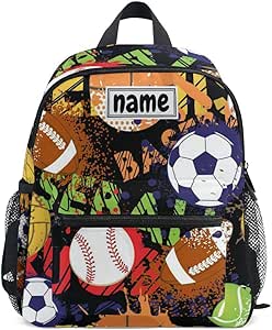 Amazon.com | Glaphy Custom Kid's Name Backpack Football Baseball ...