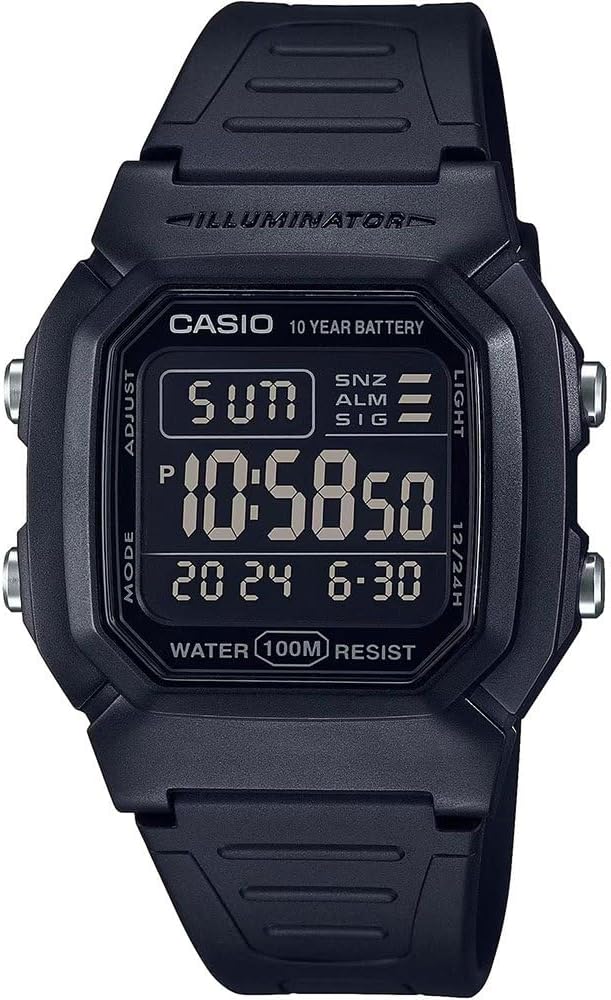 Casio Men's Digital Quartz Watch with Resin Strap W-800H-1B : Amazon.co ...